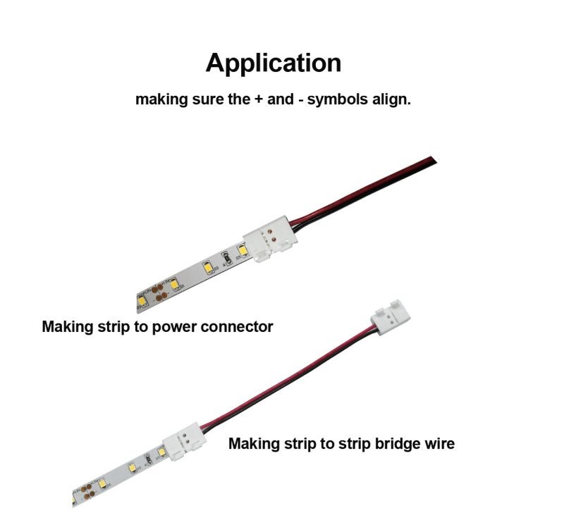 Led Light Strip Connectors 8mm 2 pin - DIY Strip to Wire Connectors